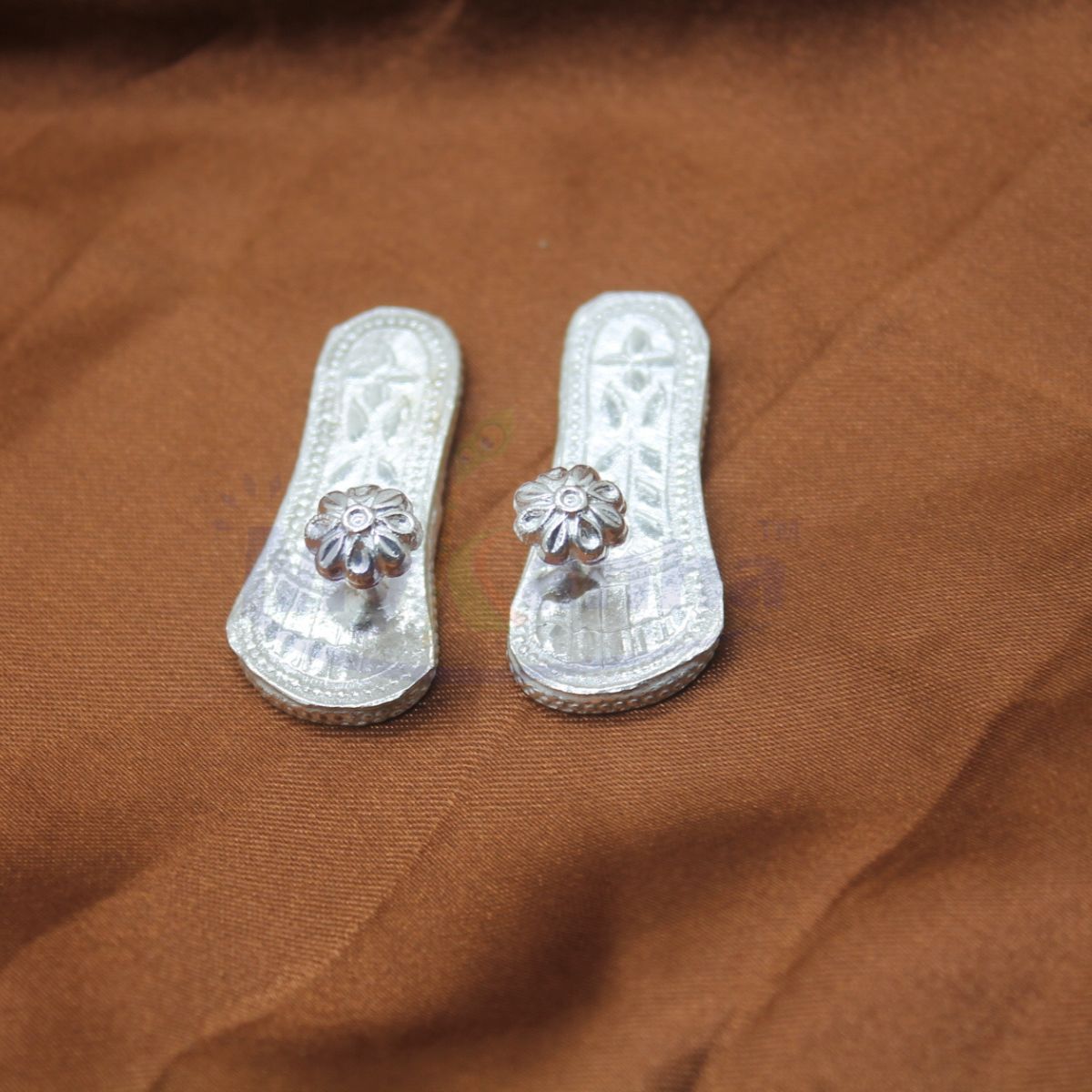 Silver-color Paduka for Pooja | Small Charan Paduka for Mandir Use ...