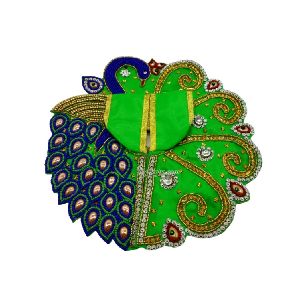Buy Laddu Gopal Fancy Peacock Feather Design Green Dress For Laddu