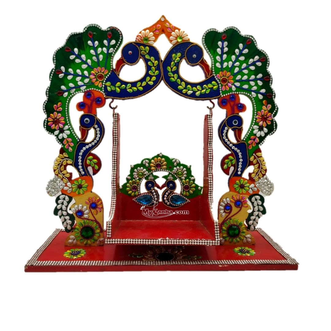 Buy Peacock Feather Decorated Bal gopal Jhula For Laddu Gopal, Kanha Ji ...