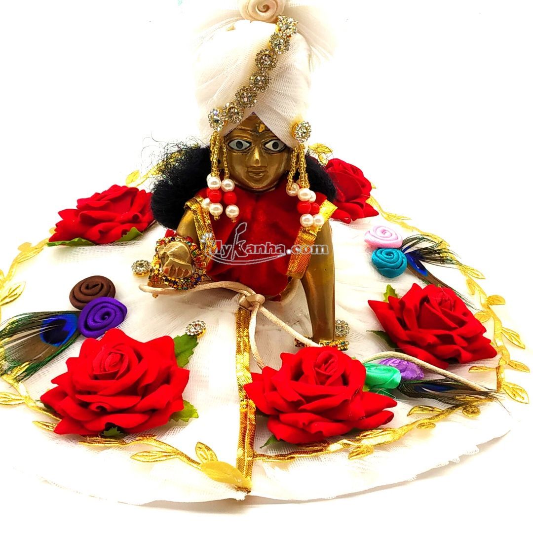 Buy Heavy Flower and Feather Decorated Dress with Mukut For Laddu gopal ...