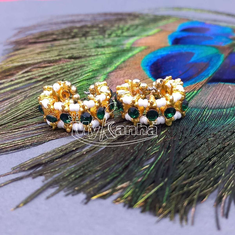 Moti and Green stone decorated Kangan for Idols – MyKanha.com