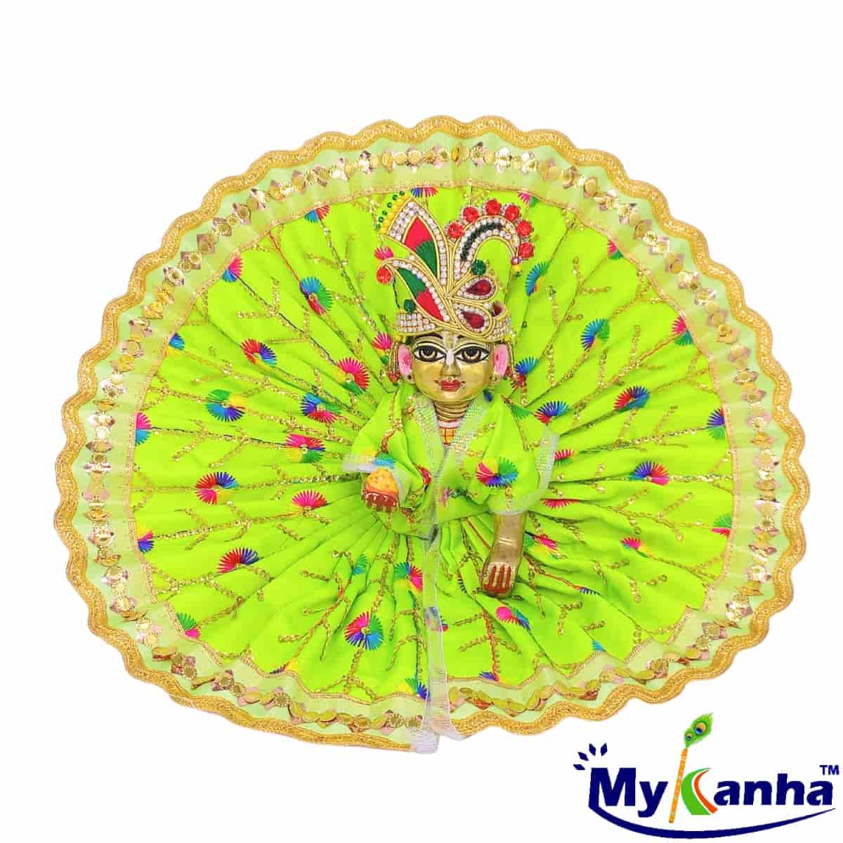 Buy Designer Summer Dress for Thakurji (Green) at best price – MyKanha.com