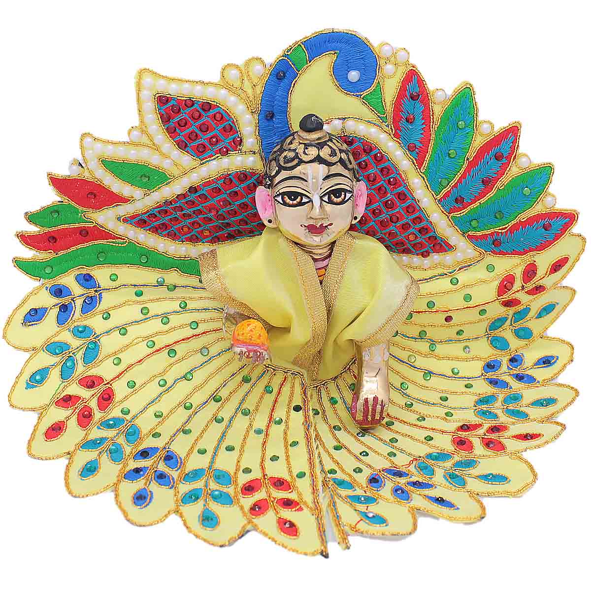 Buy Moti Decorated Peacock Design Yellow Dress For Laddu Gopal at best ...