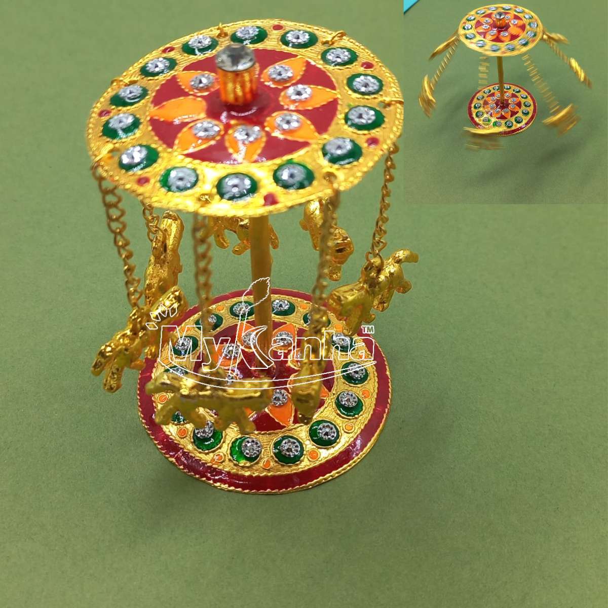 Buy Meenakari Rotating jhula with horse toy for decoration at best ...