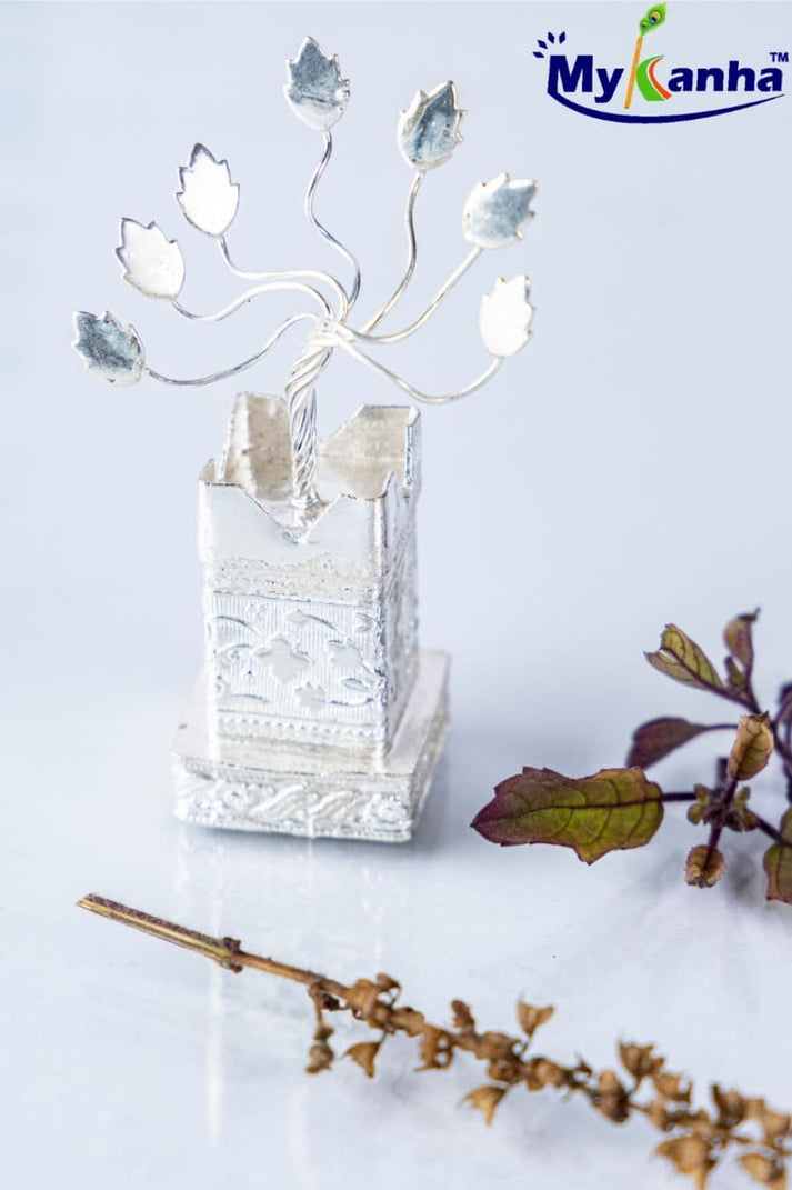 Buy Silver Tulasi Plant for Pooja/Decor at best price – MyKanha.com